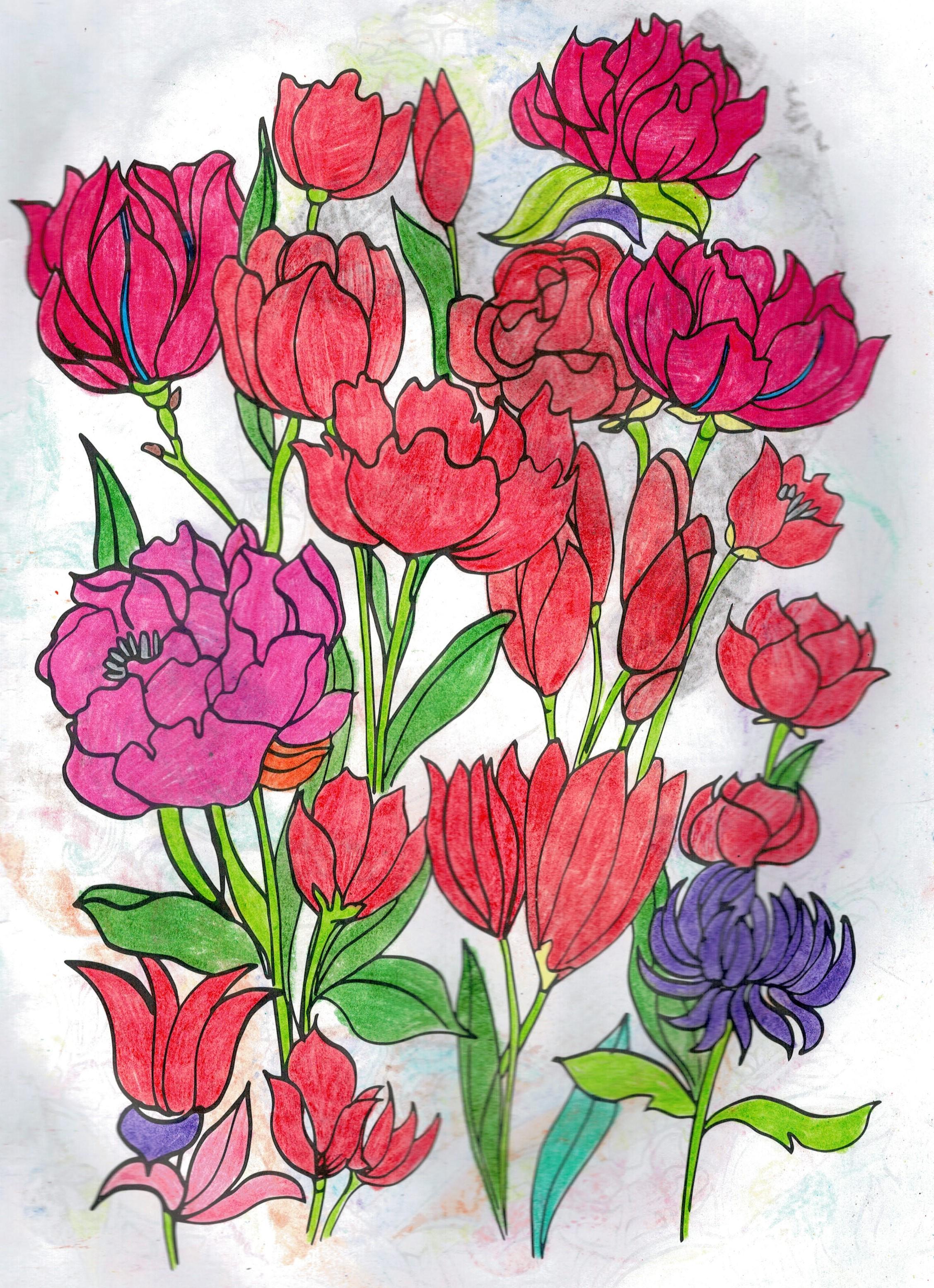 Růže | Protistresové vymalovánky - Vymalovanky.eu